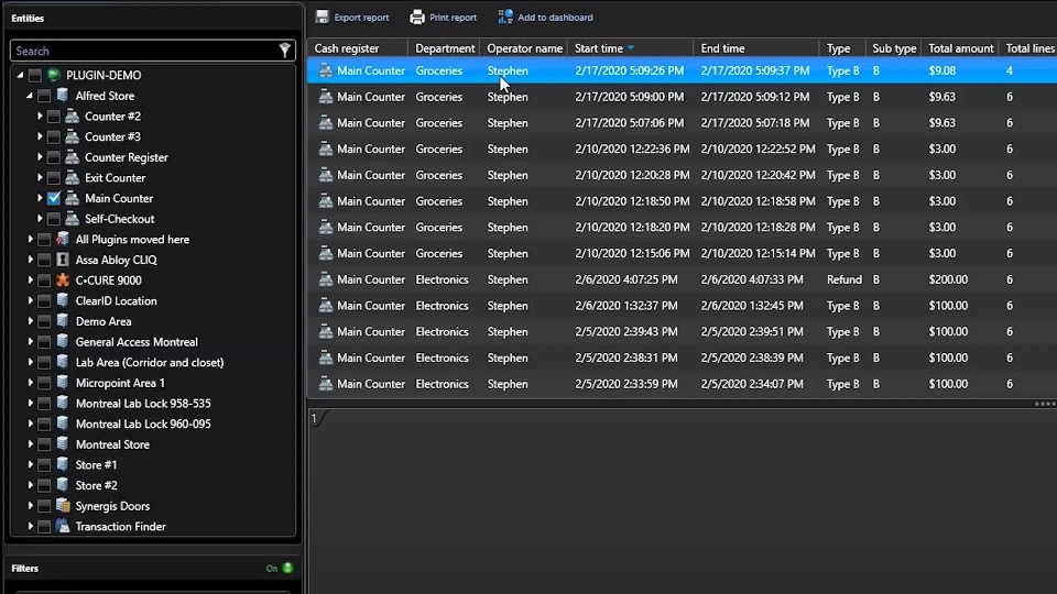 Security Center Transaction Finder